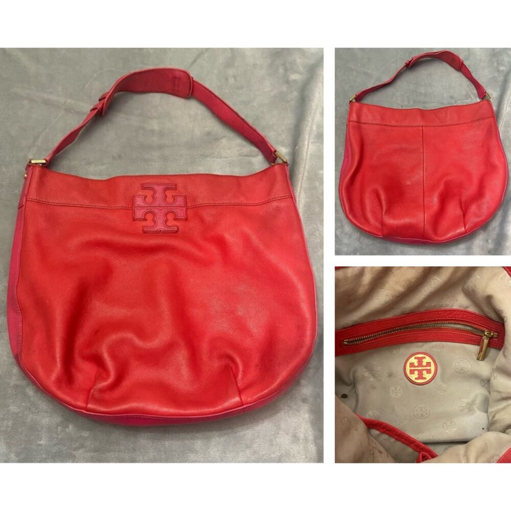Tory Burch Leather Stacked T Logo Hobo Bag - Gem